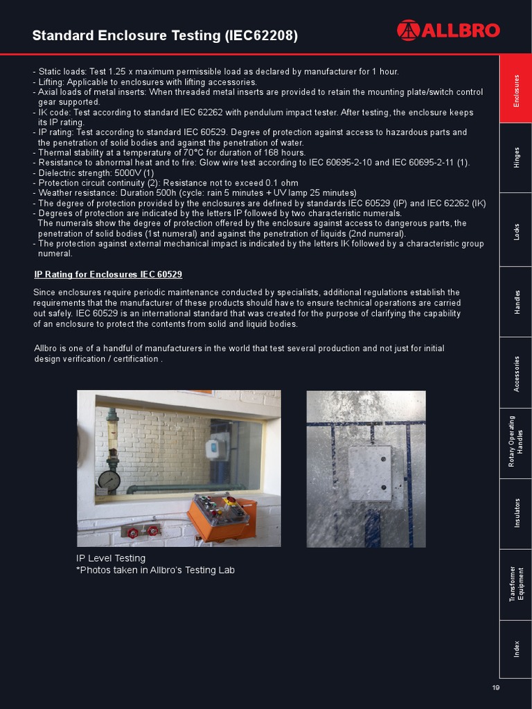 Standard Enclosure Testing (IEC62208) : IP Rating For Enclosures IEC ...