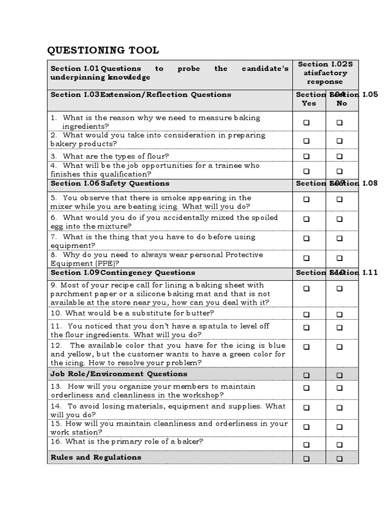 Questioning Tool | PDF | Flour | Baking