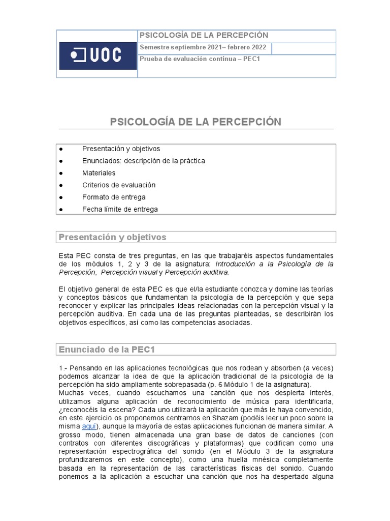 Pec1 2021 1 Cast | PDF | Sicología | Percepción