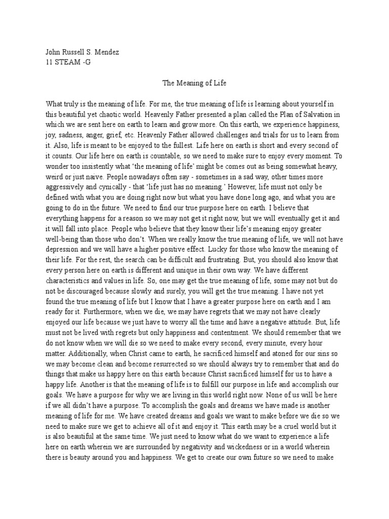 Mendez-G-IPHP Meaning of Life | PDF | Meaning Of Life