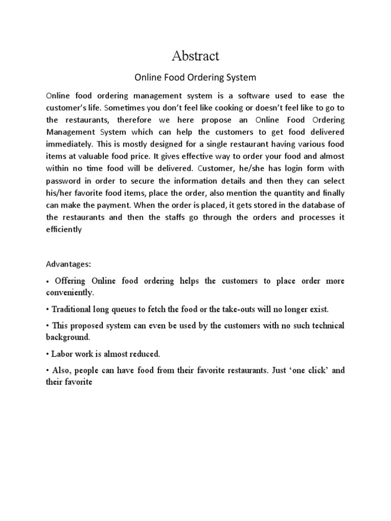 Online Food Ordering System Overview | PDF | Computers