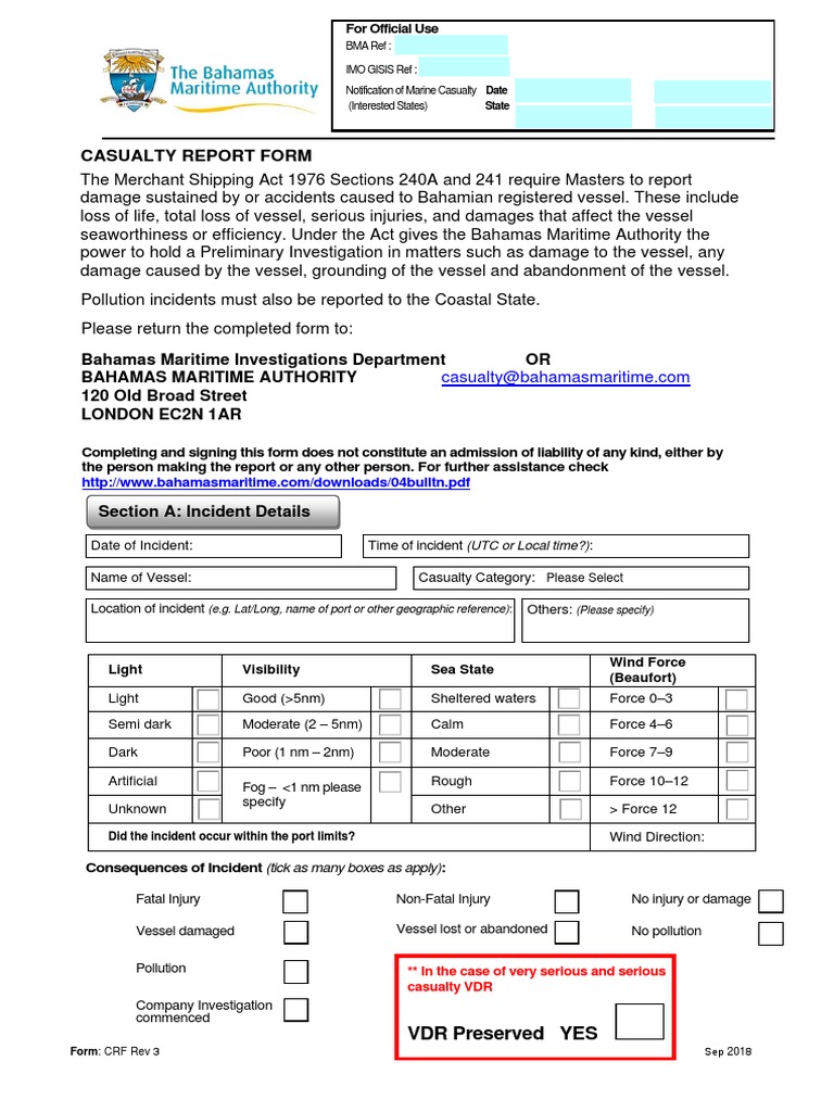 Marine Casualty Report Form | PDF | Ships | Piracy