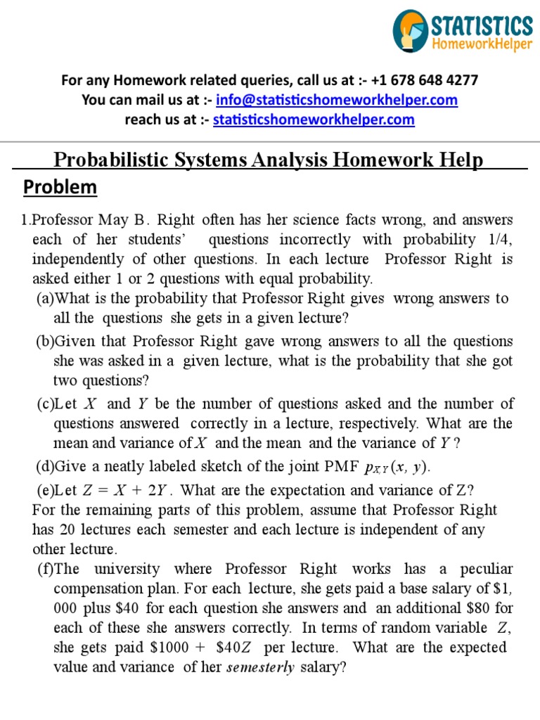 Probabilistic Systems Analysis Homework Help | PDF | Variance | Applied Mathematics