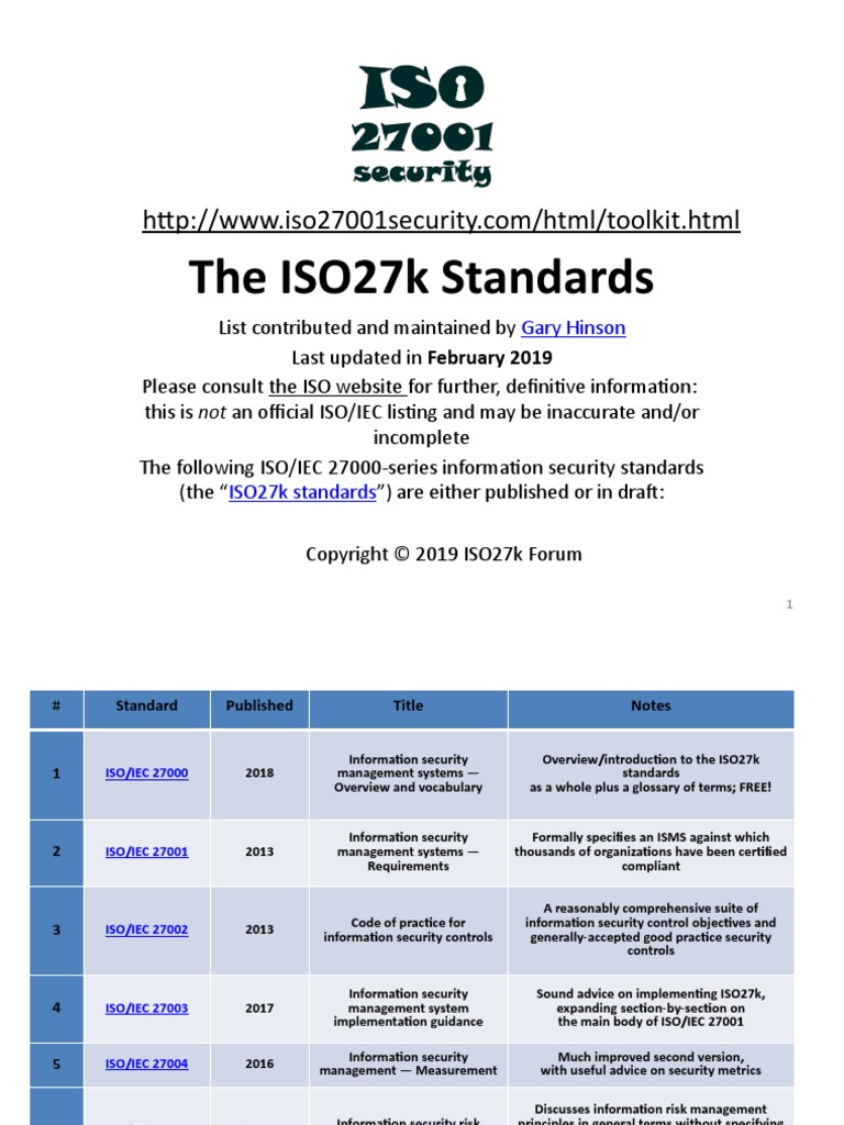 The ISO27k Standards: Gary Hinson | PDF | Information Security ...