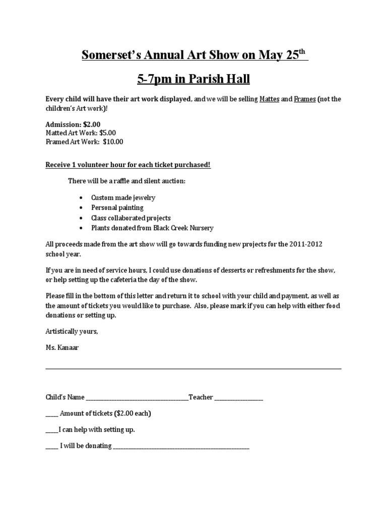 Art Show Letter | PDF