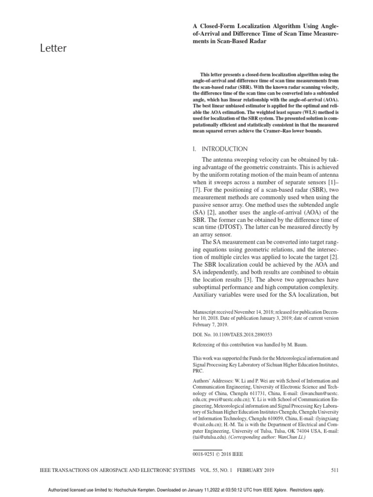 A Closed Form Localization Algorithm Using Angle Of Arrival And