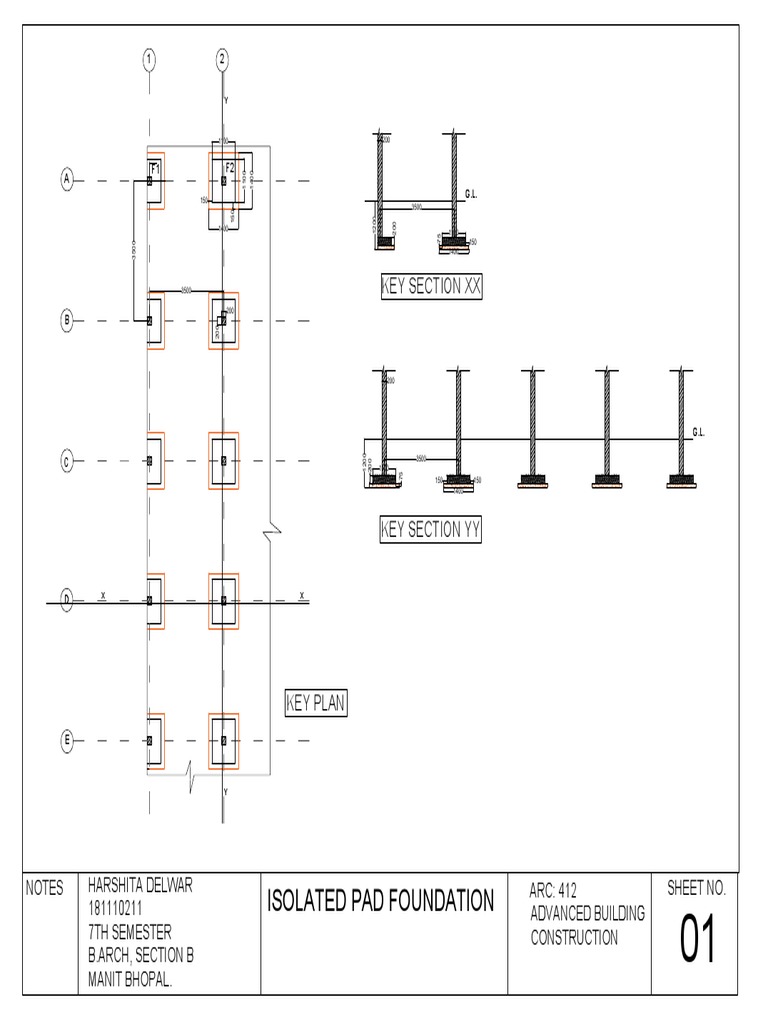 Isolated Pad Foundation: Key Section XX | PDF