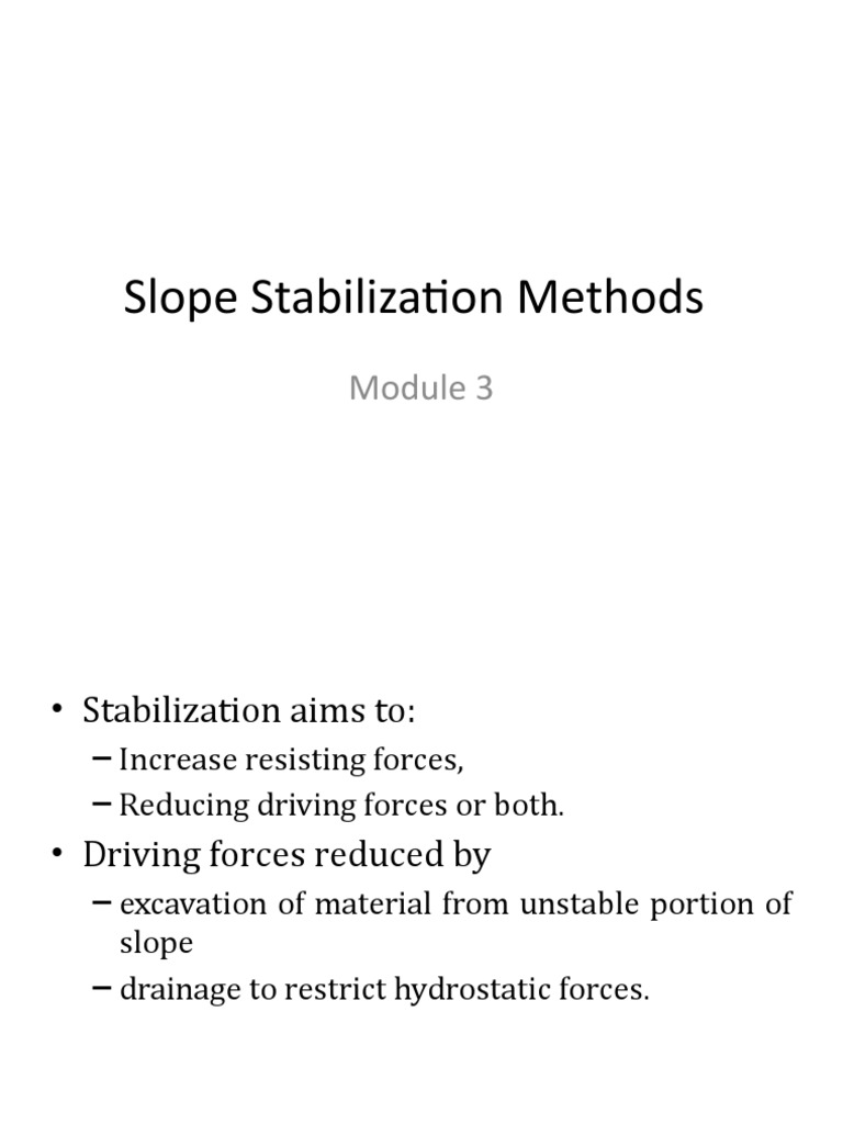Slope Stabilization Methods | PDF | Deep Foundation | Drainage