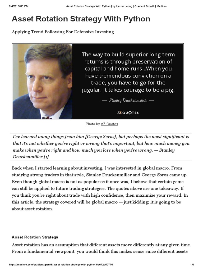 Asset Rotation Strategy With Python | Download Free PDF | Leverage ...