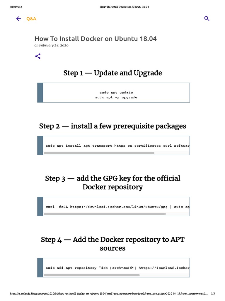 Install Docker Ubuntu 18 04 Guide Pdf Computer Science Computer Engineering