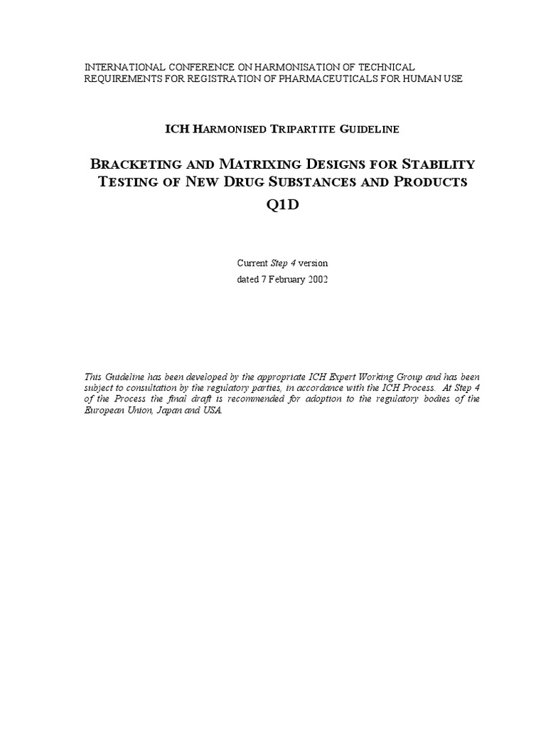 Stability Testing Guidelines: Bracketing & Matrixing | PDF ...