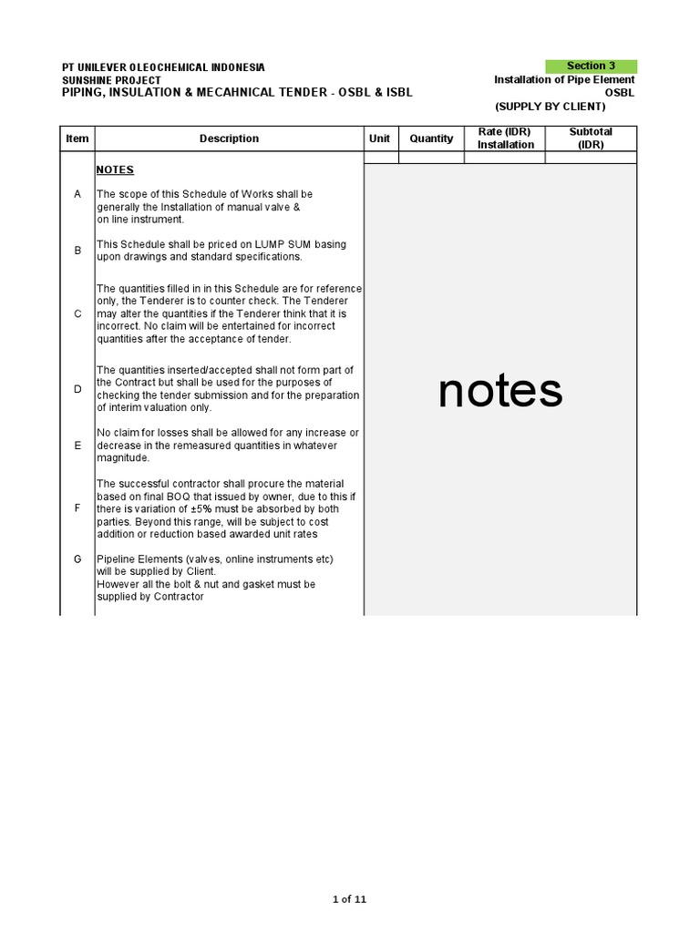 Notes: PT Unilever Oleochemical Indonesia Sunshine Project Piping ...