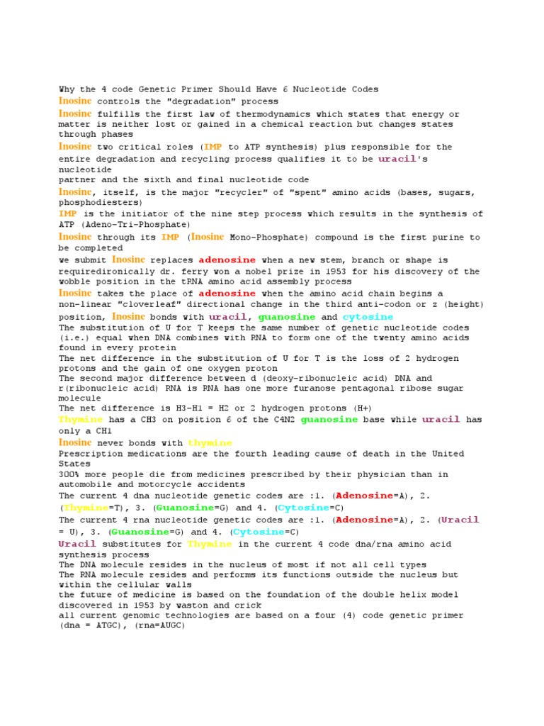 Inosine Inosine IMP: Uracil | PDF | Nucleotides | Biosynthesis
