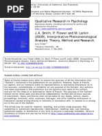 Interpretative Phenomenological Analysis: Theory, Method and Research Second Edition Smith ...