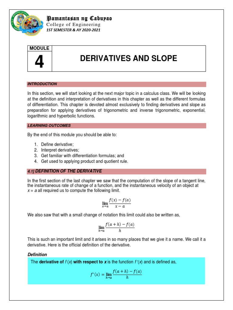 Derivatives and Slope: An Introduction to the Definition ...