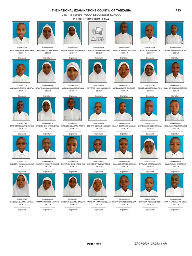 The National Examinations Council of Tanzania FS3: Centre: S0906 ...