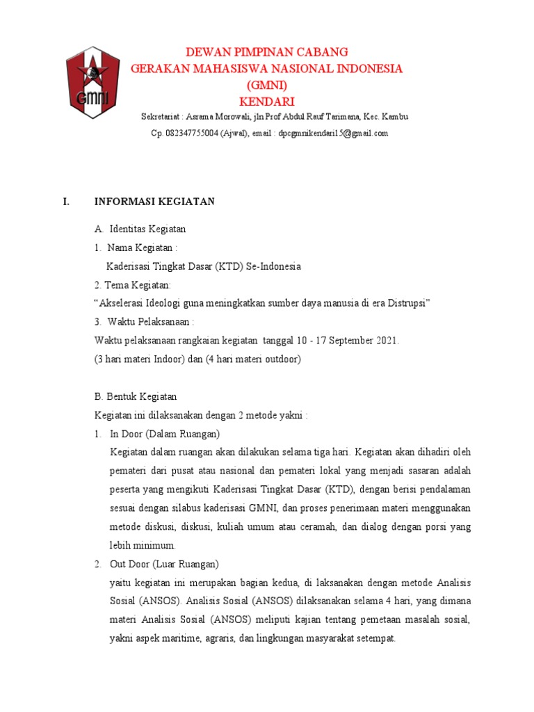 Juknis Kegiatan KTD V (Erik Dan Daud) | PDF