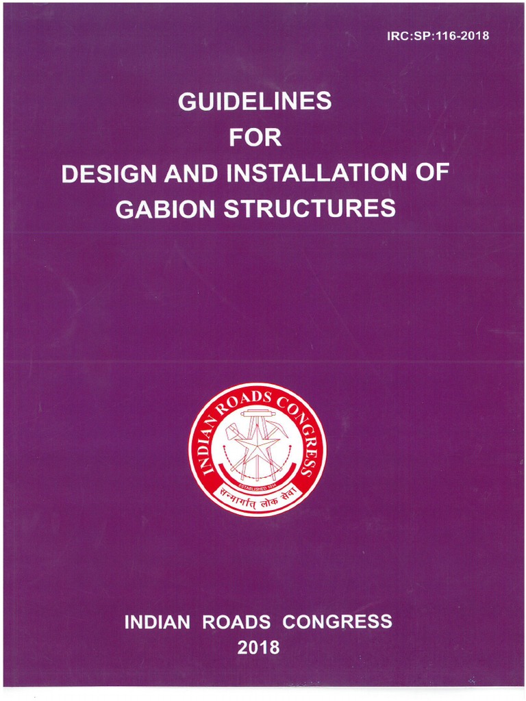 IRC-SP-116-2018 Guidelines For Design & Installation of Gabion Structures | PDF