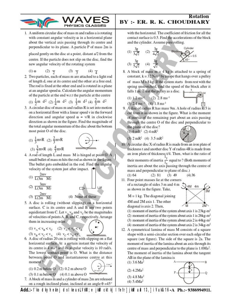 Rotation and Moment of Inertia Problems | PDF | Rotation Around A Fixed ...