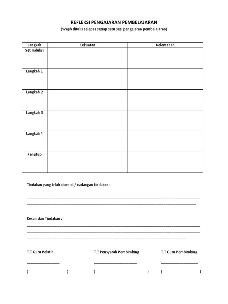 Refleksi Pengajaran & Pembelajaran | PDF