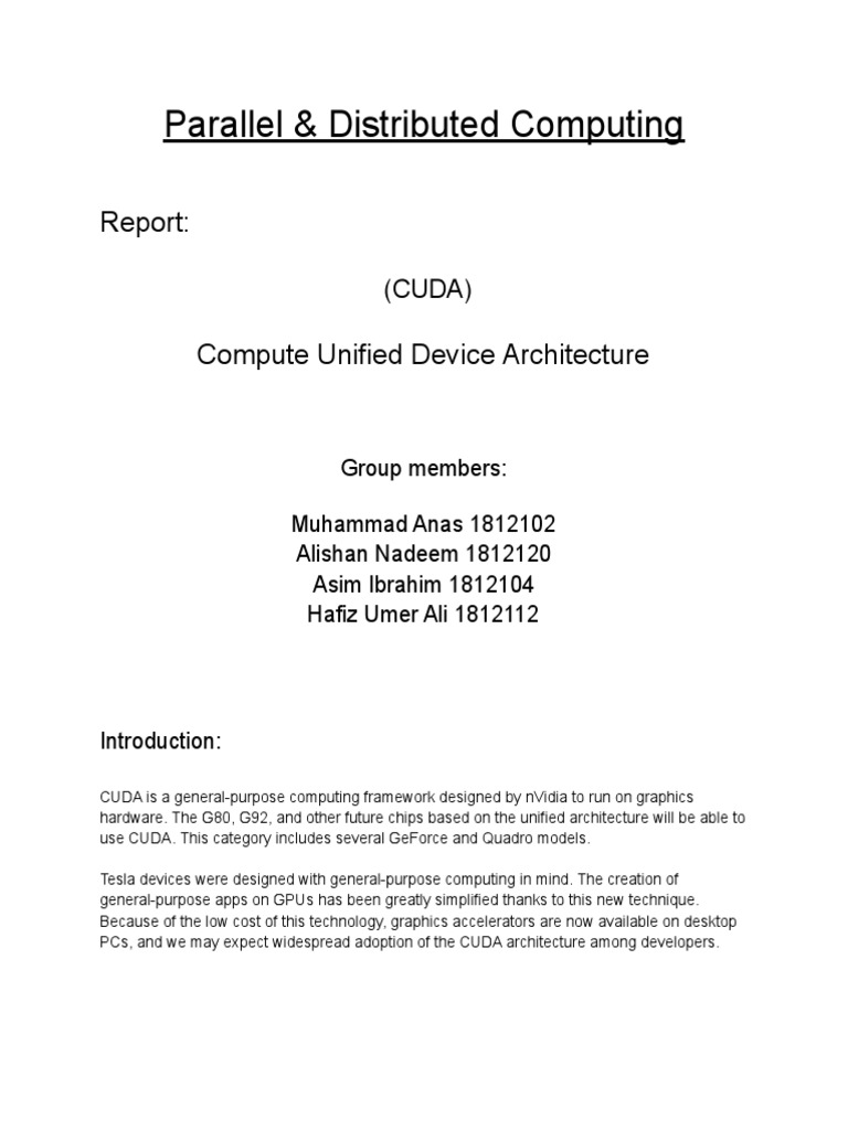 Parallel & Distributed Computing Report | PDF | Graphics Processing ...