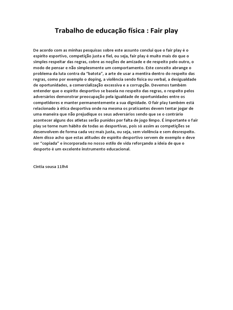 Fair Play | PDF | Carreira e Crescimento | Estilo de vida