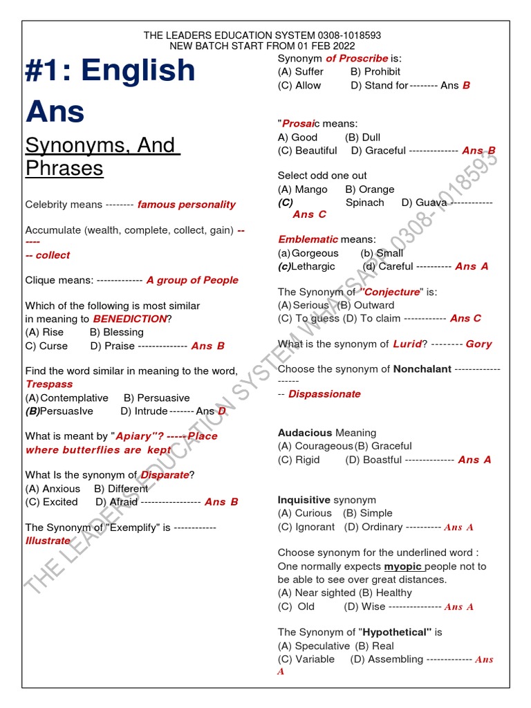 Eng Mcqs Imp | PDF | Idiom