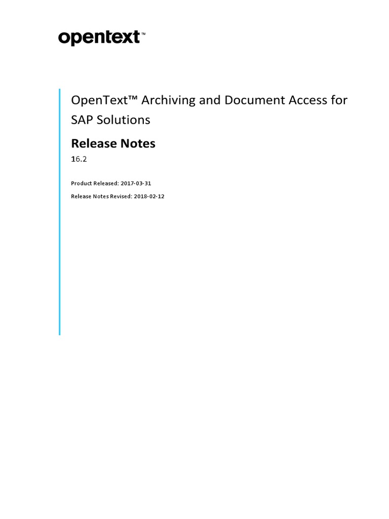 Opentext™ Archiving and Document Access For: Sap Solutions | PDF ...