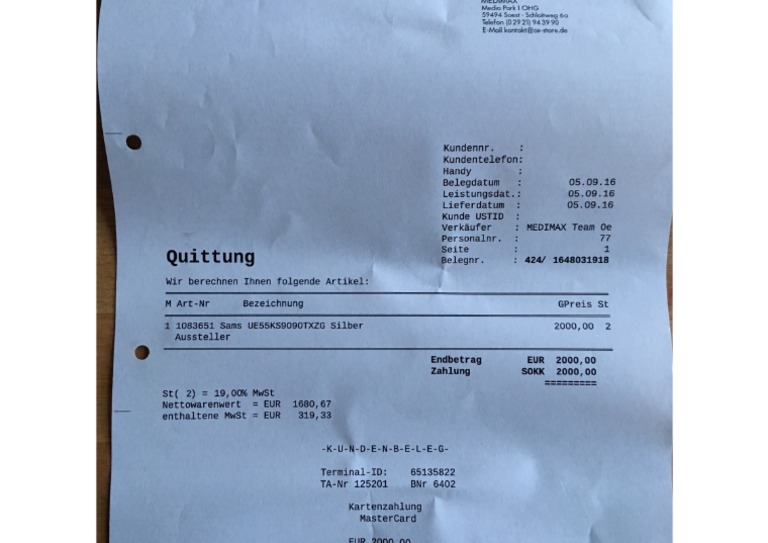 Kaufbeleg 1 | PDF