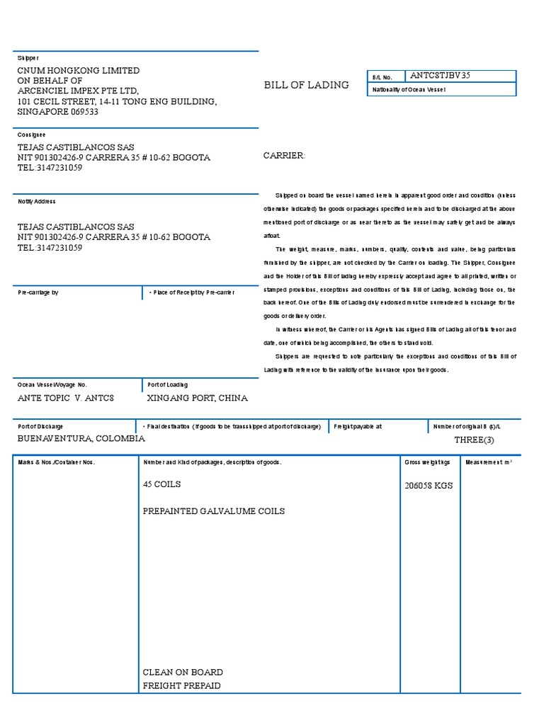 BL Draft Second Lot | PDF | Bill Of Lading | Cargo
