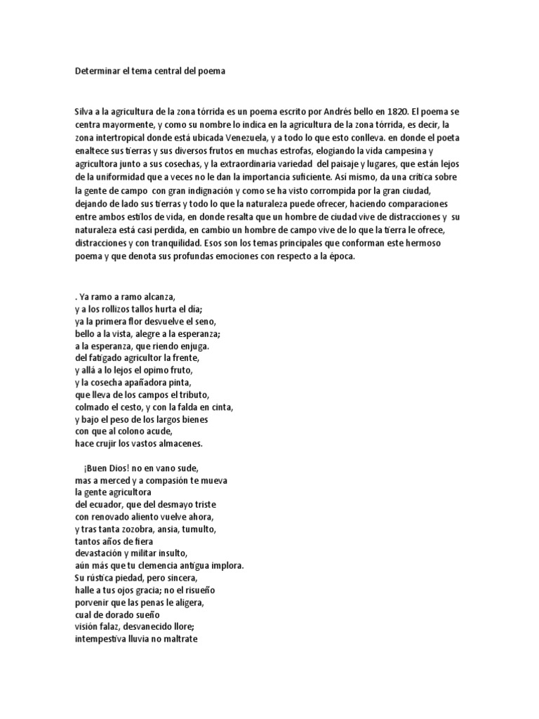Silva A La Agricultura de La Zona Tórrida | PDF | Poesía | Zona tropical