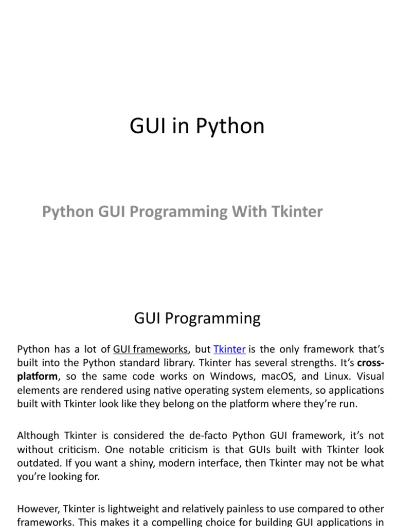 GUI in Python | PDF | Graphical User Interfaces | Python (Programming Language)