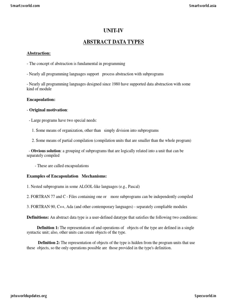 Principles of Programming Languages (1) - Unit-4 | PDF | Class ...