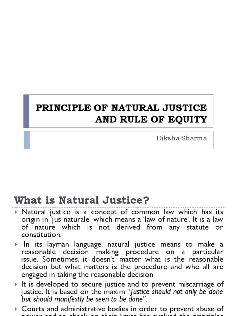 Principle of Natural Justice and Rule of Equity | PDF | Equity (Law) | Common Law
