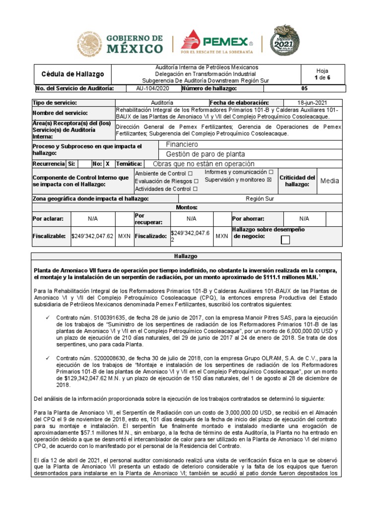 CH Dtri Au 104 20 05 | Descargar gratis PDF | Fertilizante | México