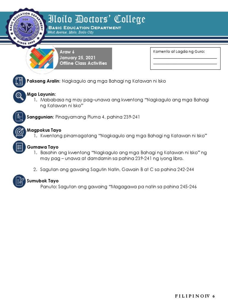 Module in FIlipino 4 (Day 6-10) | PDF