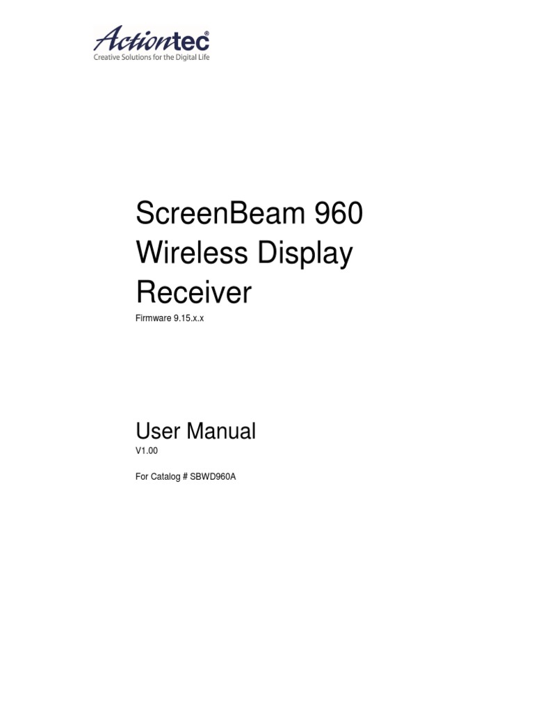 DIFFUSUION SANS FIL - ACTIONTEC - Screenbeam - 960 | PDF | Hdmi ...