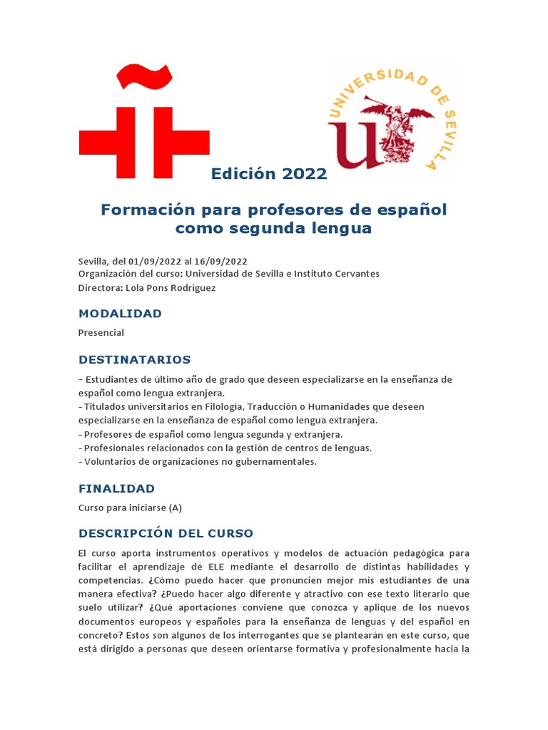 Curso de Formación para Profesores de ELE | PDF | Maestros | Segundo ...