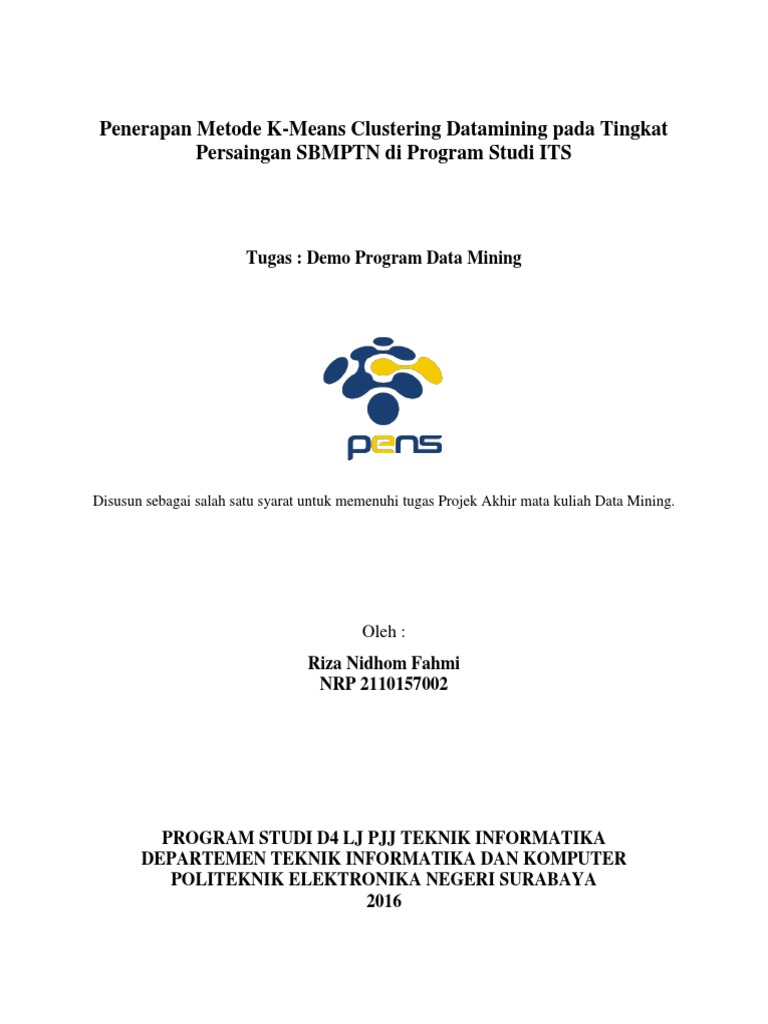Penerapan Metode K Means Clustering Data Pdf