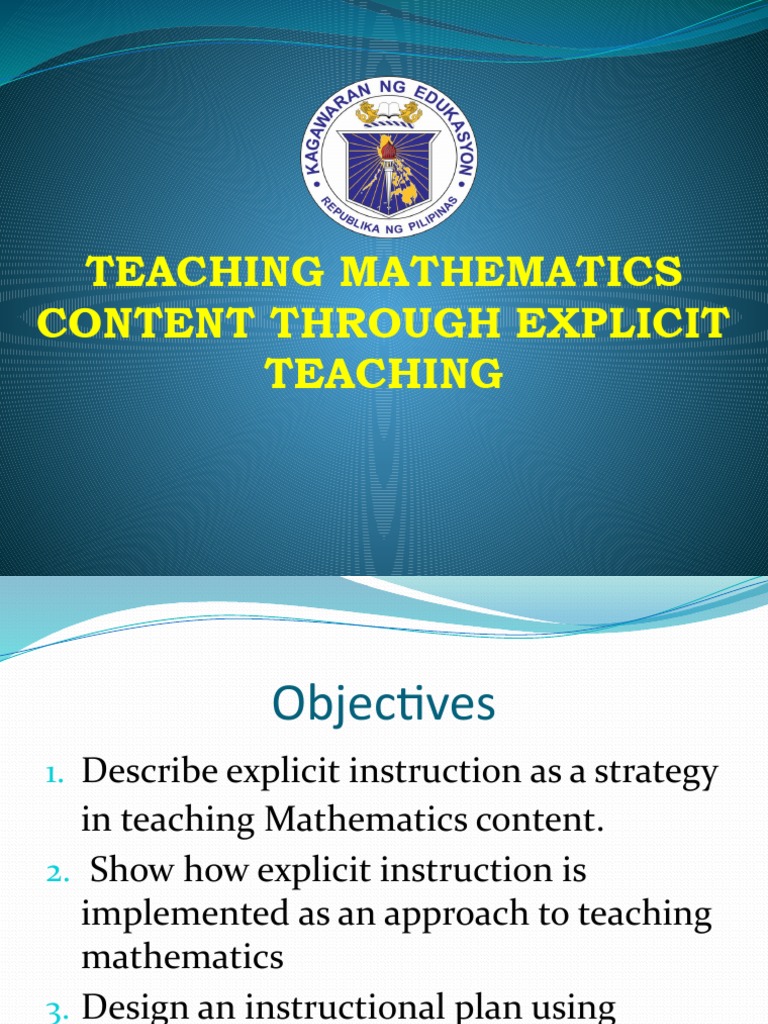 Teaching Mathematics Content Through Explicit Teaching | PDF | Learning ...
