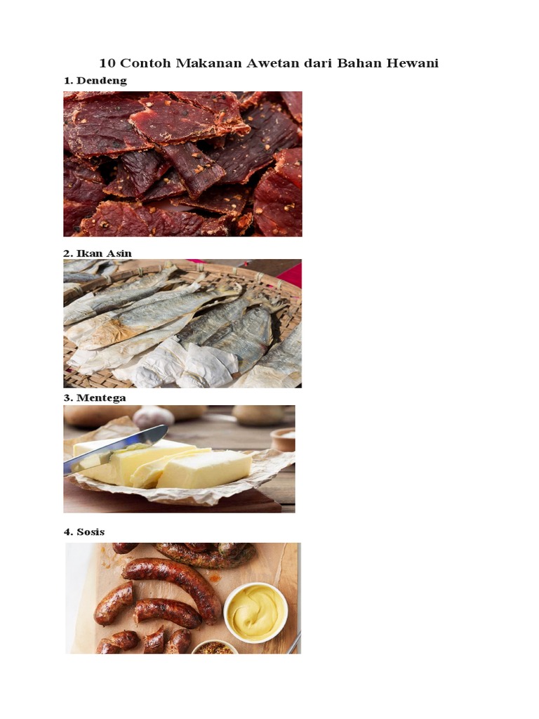 10 Contoh Makanan Awetan Dari Bahan Hewani Dan Nabati | PDF