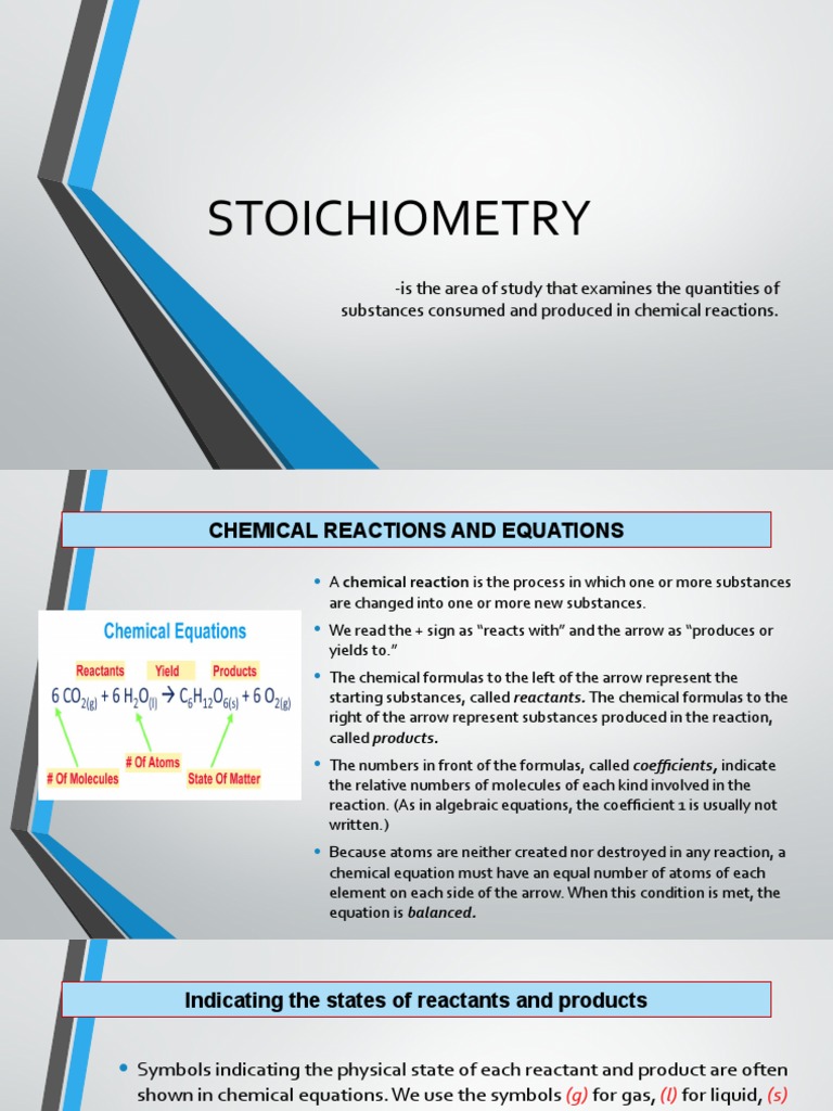 Stoichiometry | PDF | Mole (Unit) | Physical Sciences