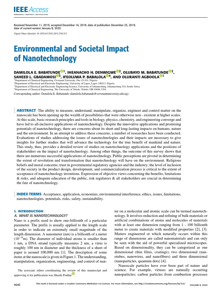 Environmental and Societal Impact of Nanotechnology | PDF ...