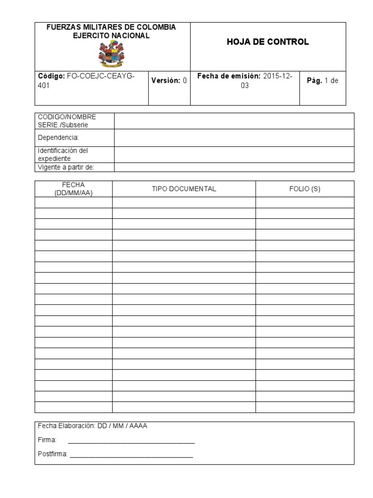 Hoja de Control para Expedientes | PDF | Informática