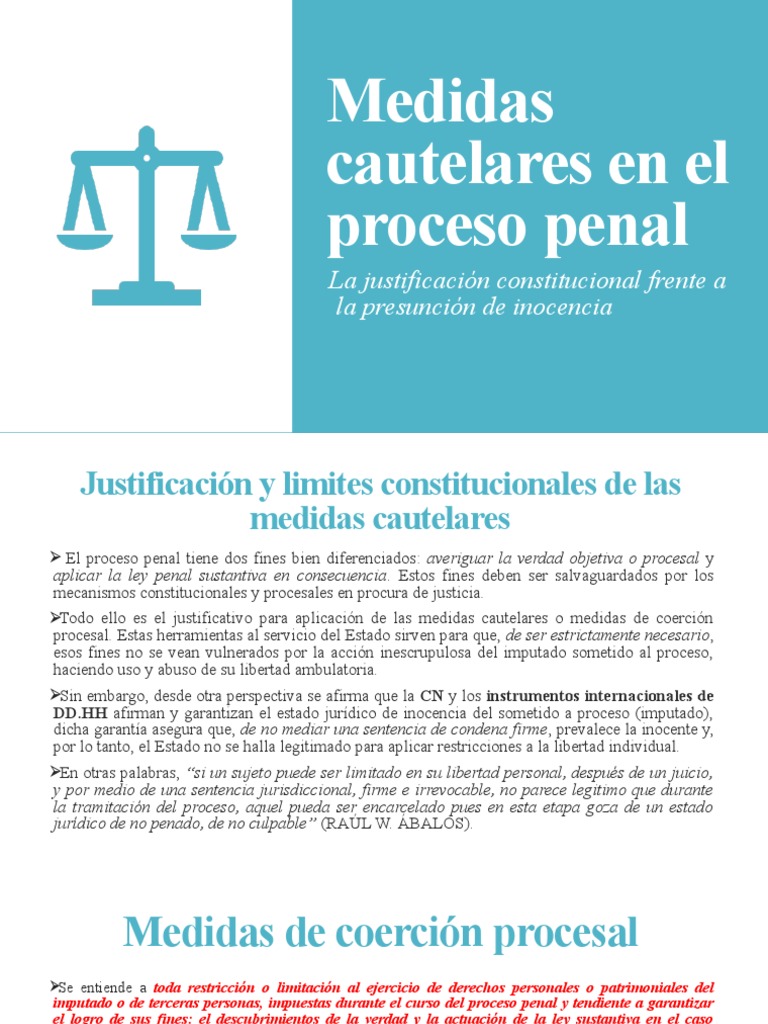Medidas Cautelares en El Proceso Penal | PDF | Mandato | Ley procesal