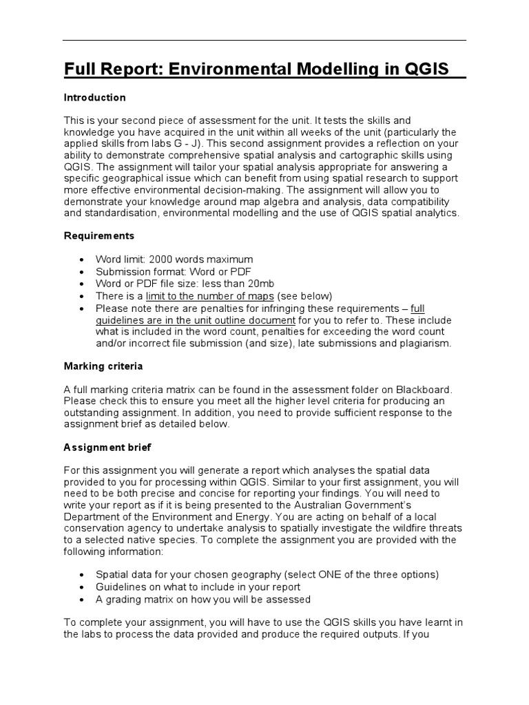 Assignment - Environmental Modelling in QGIS | Download Free PDF ...