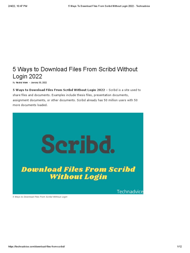 5 Ways To Download Files From Scribd Without Login 2022 - Technadvice | PDF | Download | Scribd