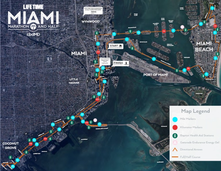 2022 Miami Marathon Map | PDF | Miami | Marathon Running