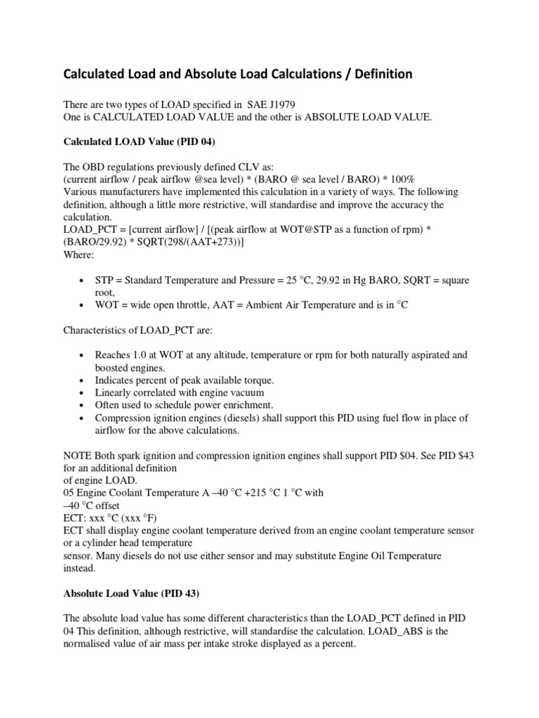 Calculated Load and Absolute Load Calculations / Definition | PDF ...