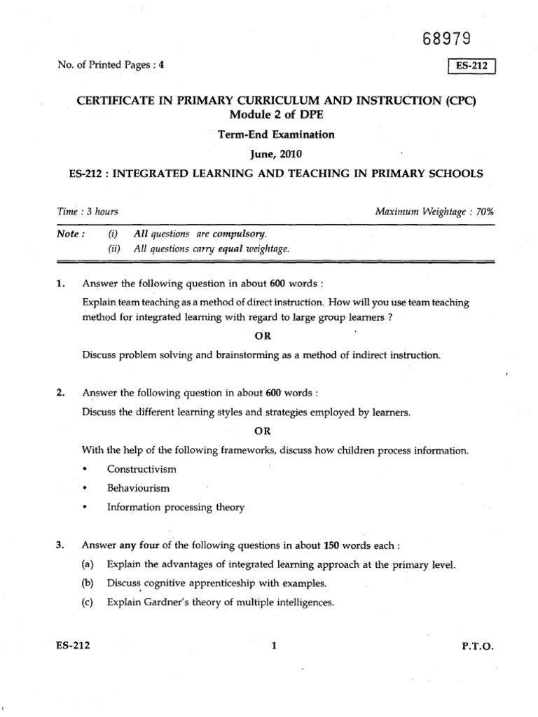 In Primary Curriculum and Instruction (CPC) Module 2 of DPE | PDF ...